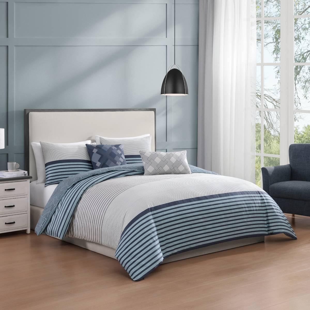 Click here for Bebejan Blue Geo Lines Bedding 100 Cotton Sateen 5... prices