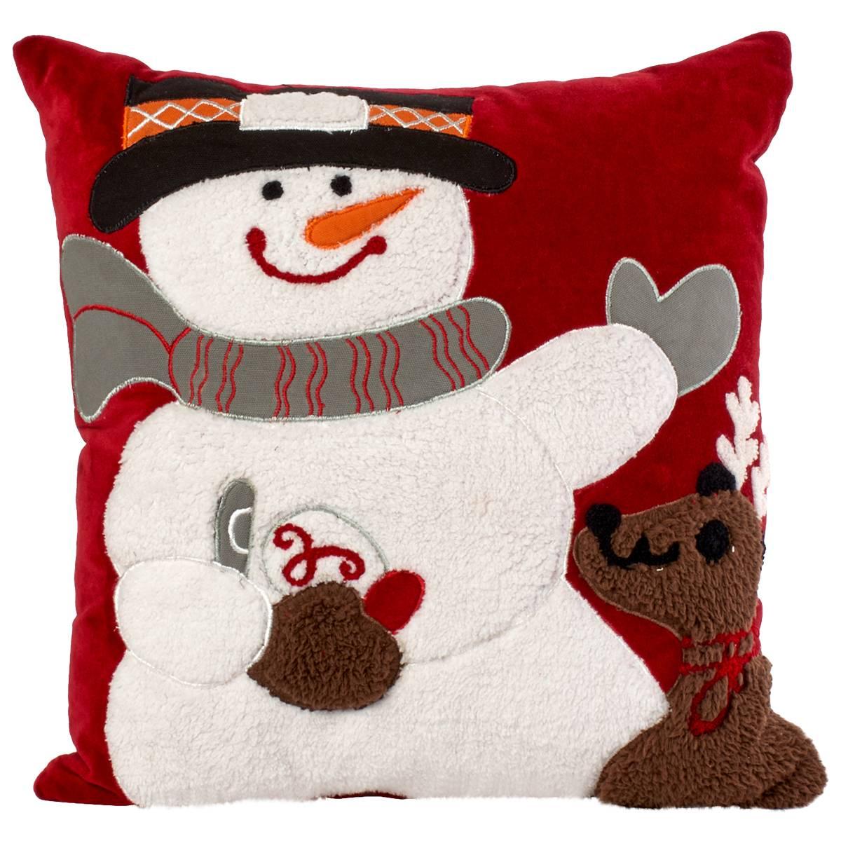 Click here for Snowman with Deer Decorative Pillow - 16x16 prices