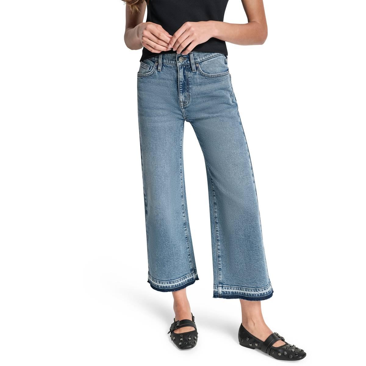 Click here for Womens DKNY Jeans Mid Rise Wide Leg Jeans prices