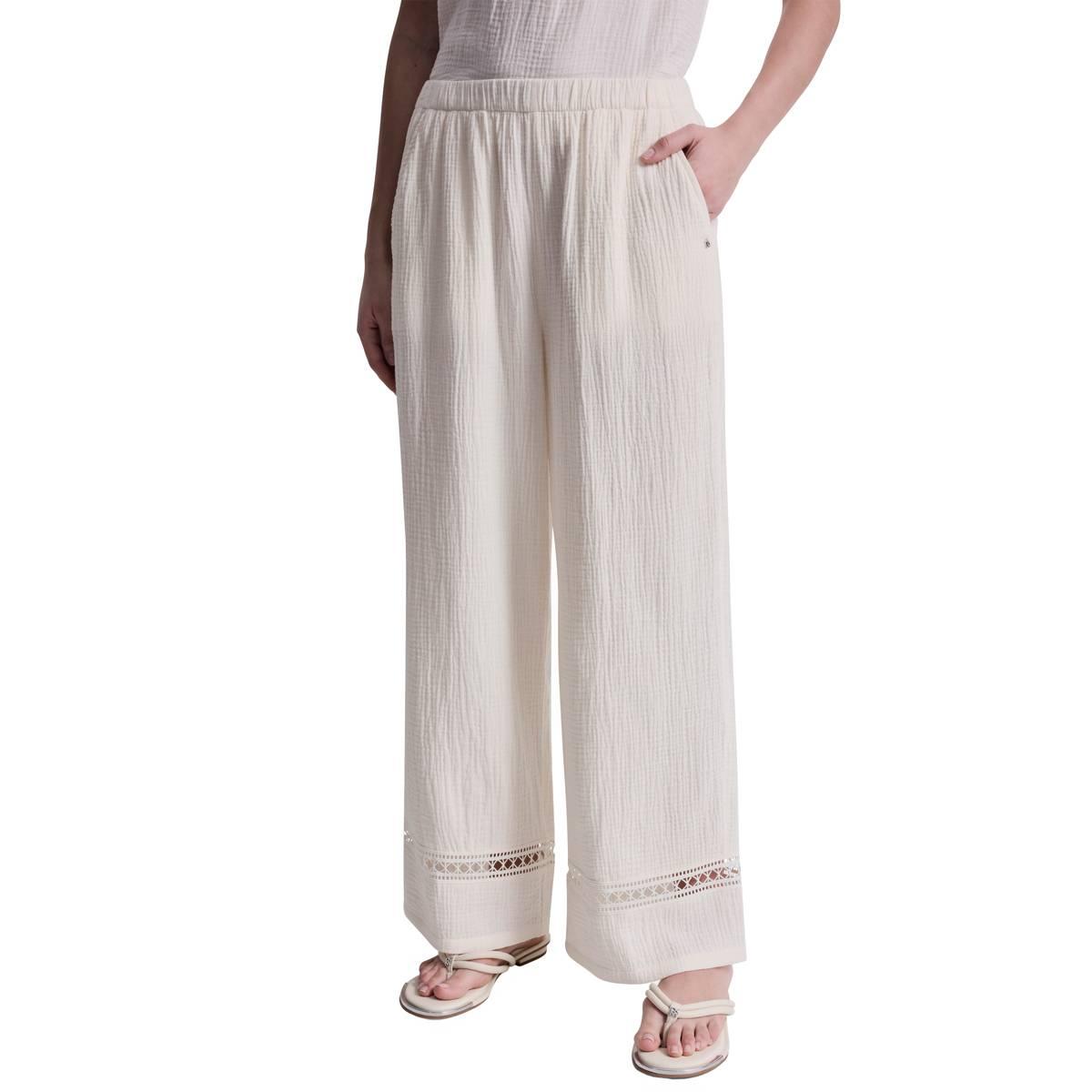 Click here for Womens DKNY Jeans Pull On Mid Rise Gauze Wide Pant... prices