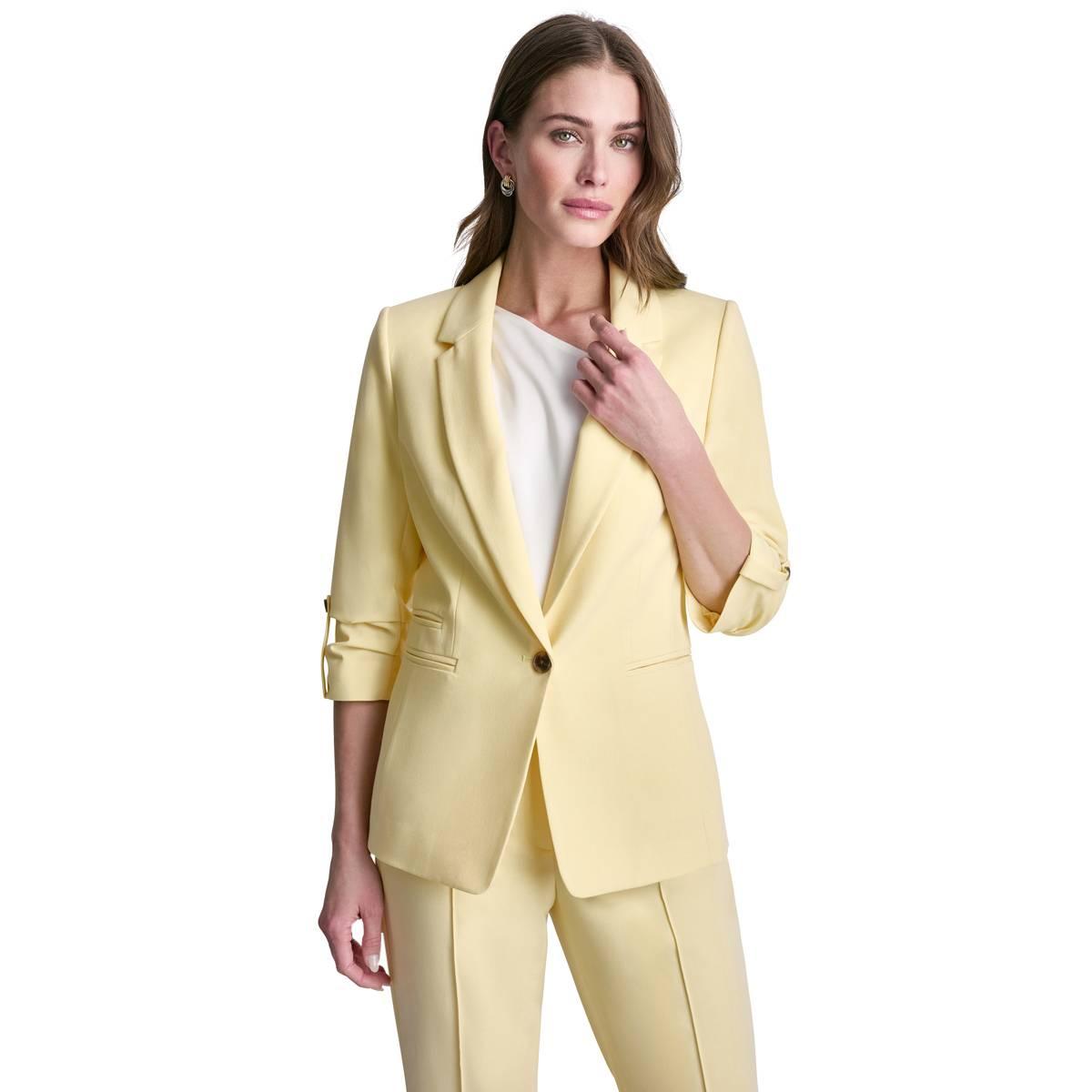 Click here for Womens DKNY Roll Tab Sleeve One Button Blazer prices