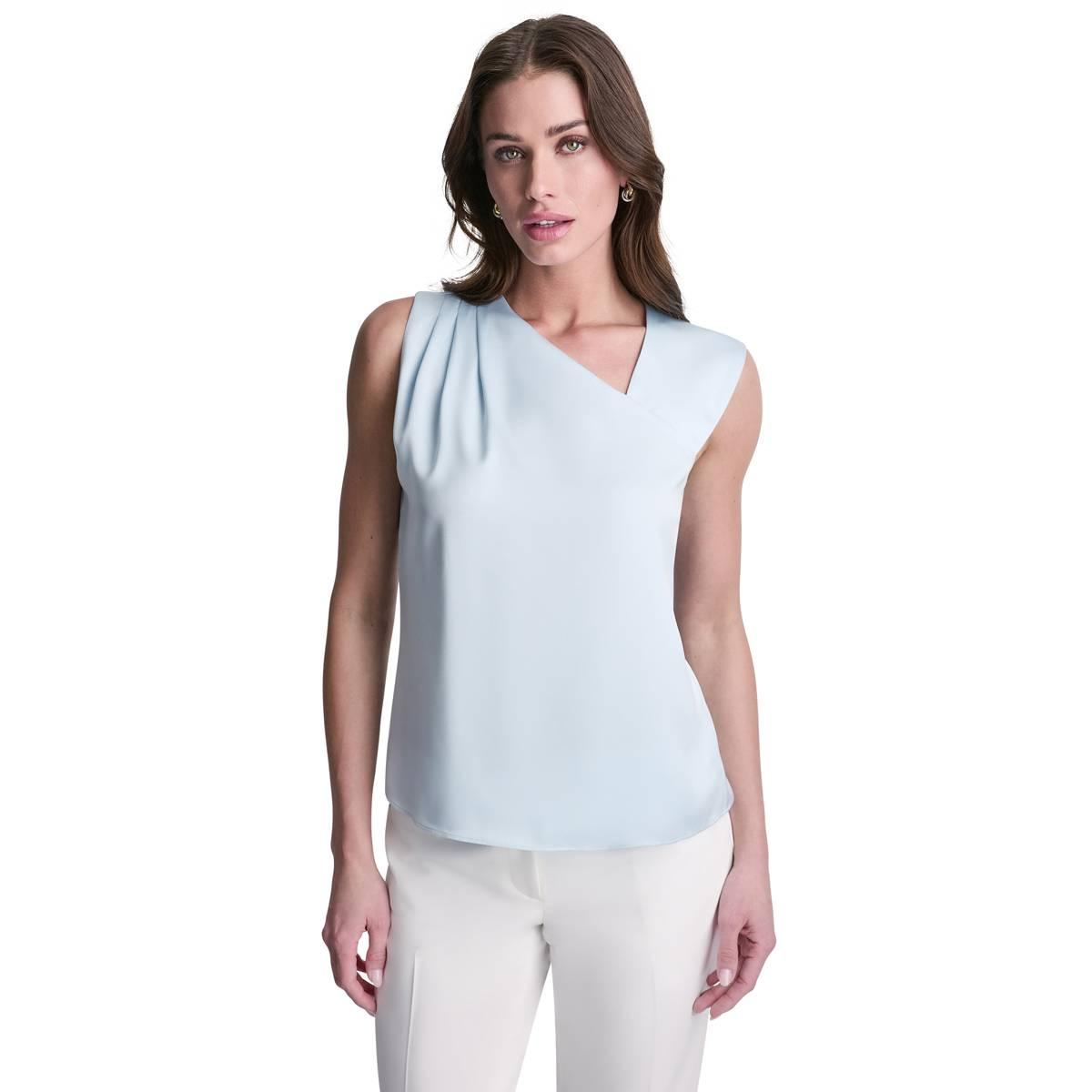 Click here for Womens DKNY Sleeveless Asymmetrical V Neck Solid B... prices