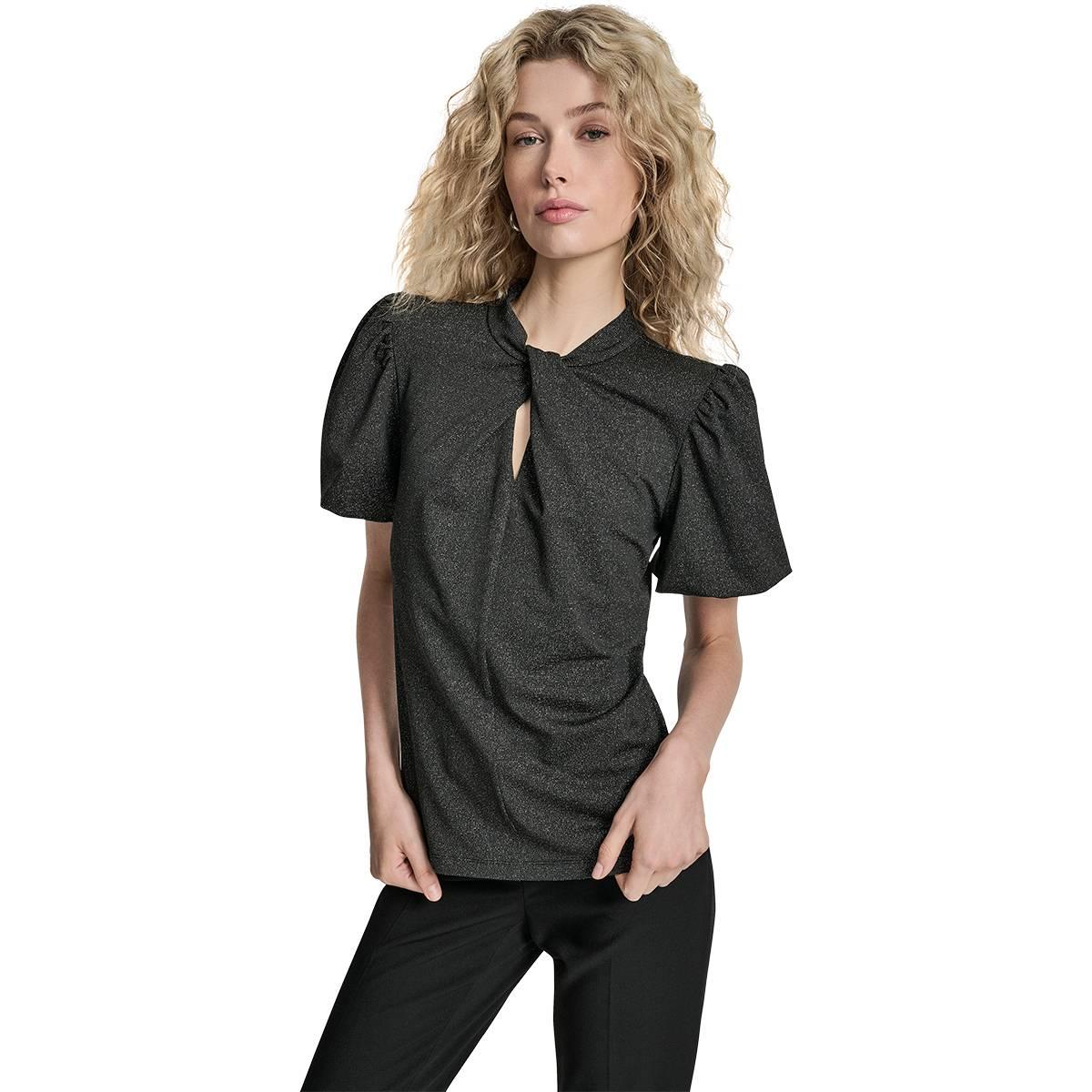 Click here for Womens DKNY Short Balloon Sleeve Keyhole Neck Shim... prices