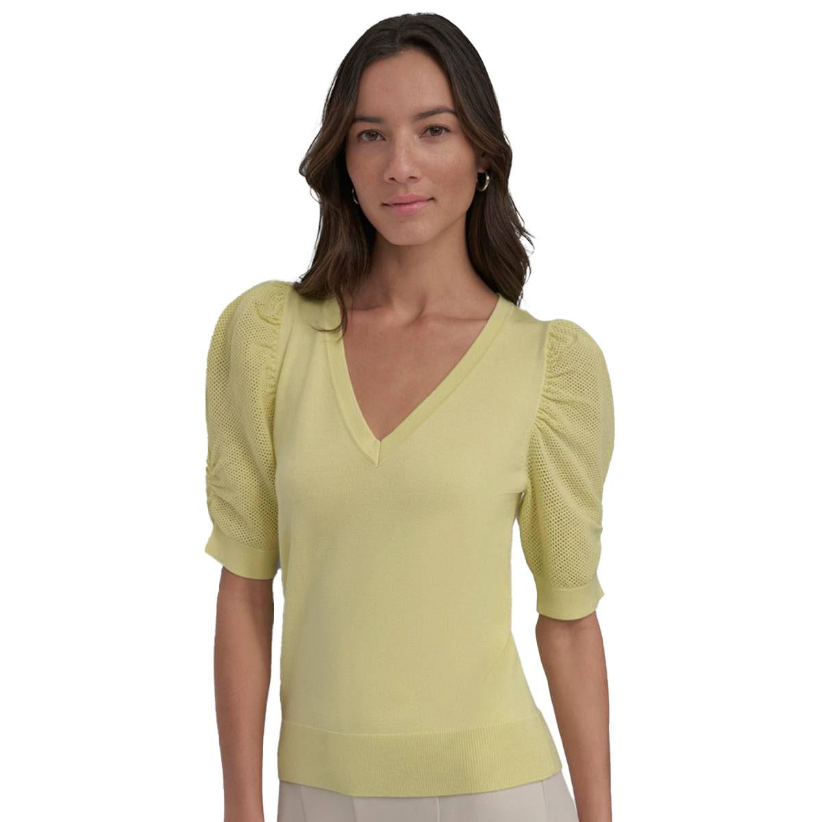 Click here for Womens DKNY Sport Short Puff Twist Sleeve V-Neck S... prices