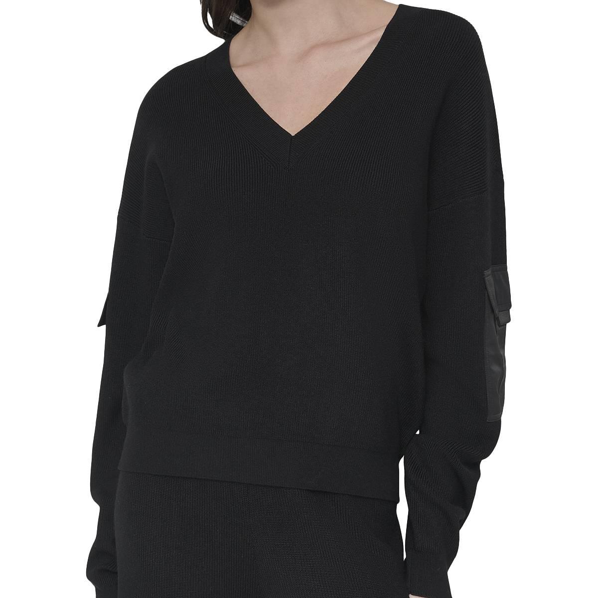 Click here for Womens DKNY Long Cargo Pocket Sleeve Solid Sweater prices