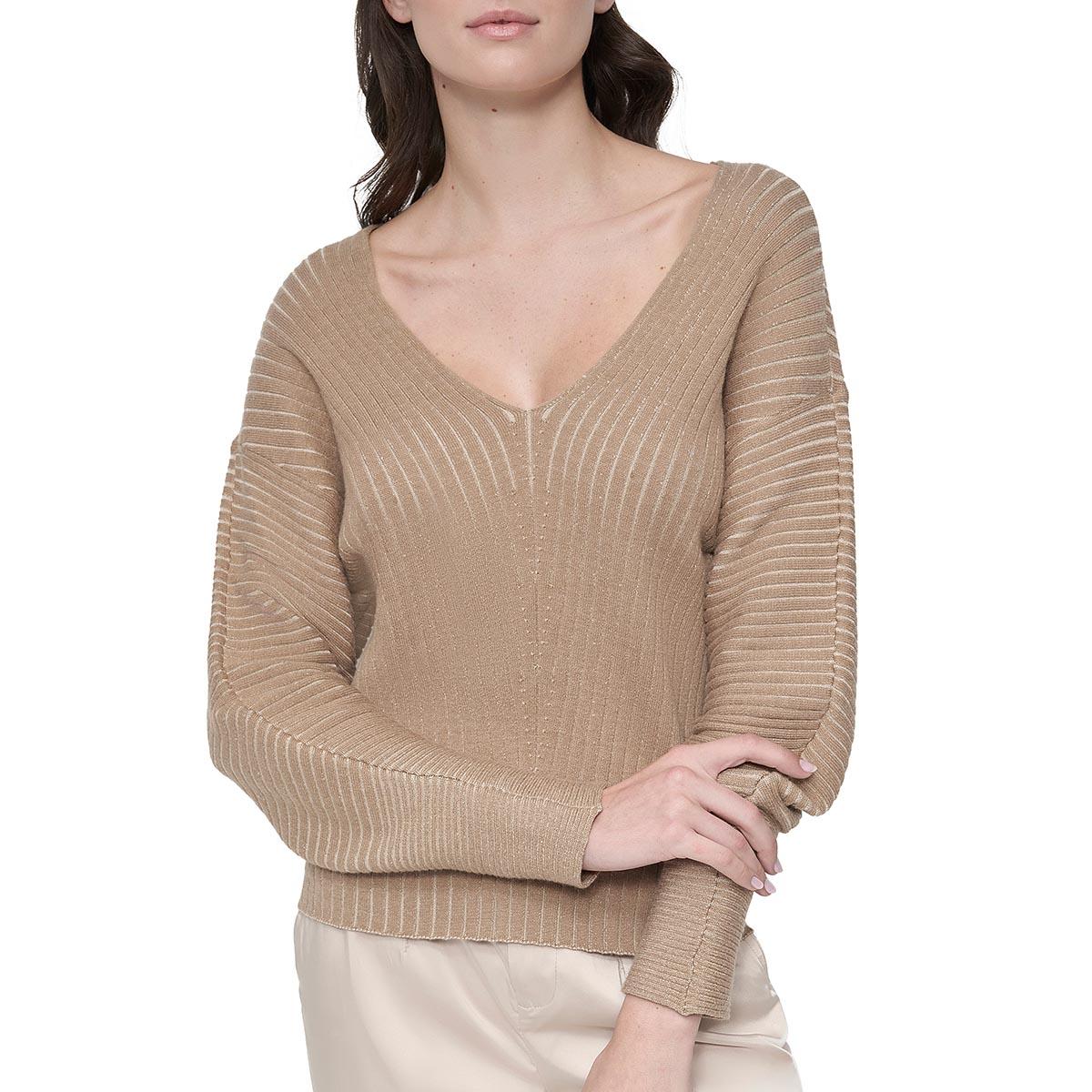 Click here for Womens DKNY Long Sleeve Ribbed V-Neck Sweater prices