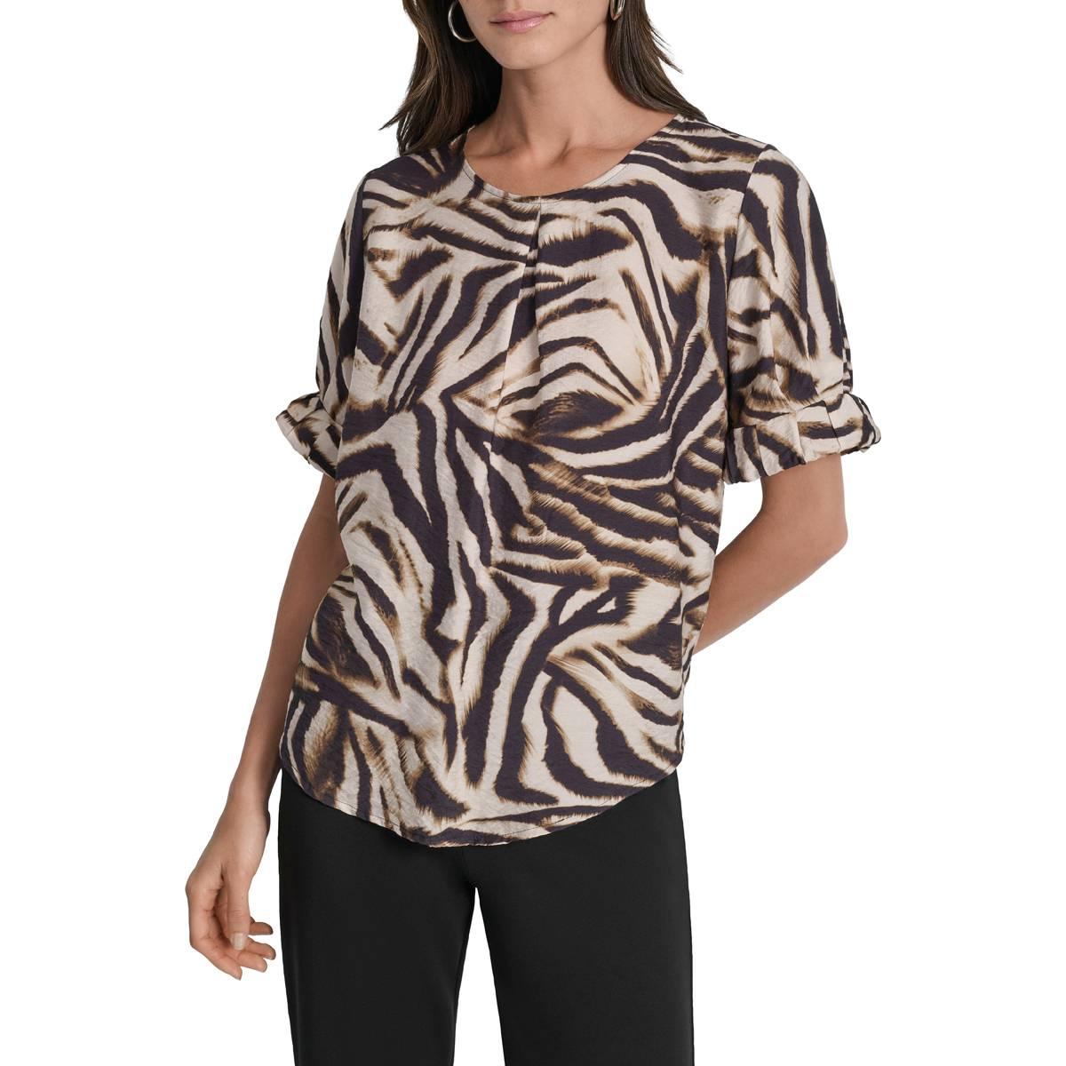 Click here for Womens DKNY Short Sleeve Zebra Crinkle Blouse prices