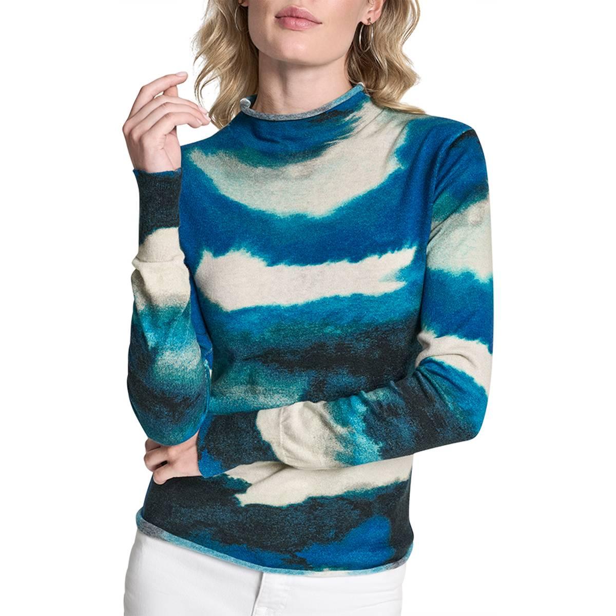 Click here for Womens DKNY Long Sleeve Mock Neck Ocean Marbled Sw... prices