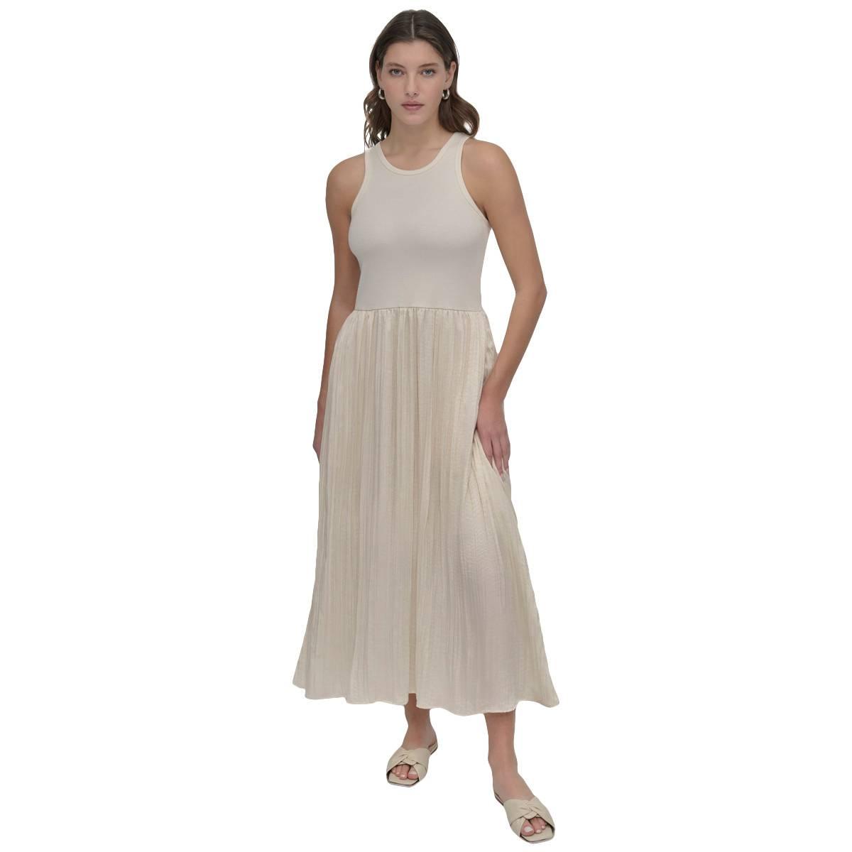 Click here for Womens DKNY Sleeveless Ribbed Bodice Crush Crease... prices