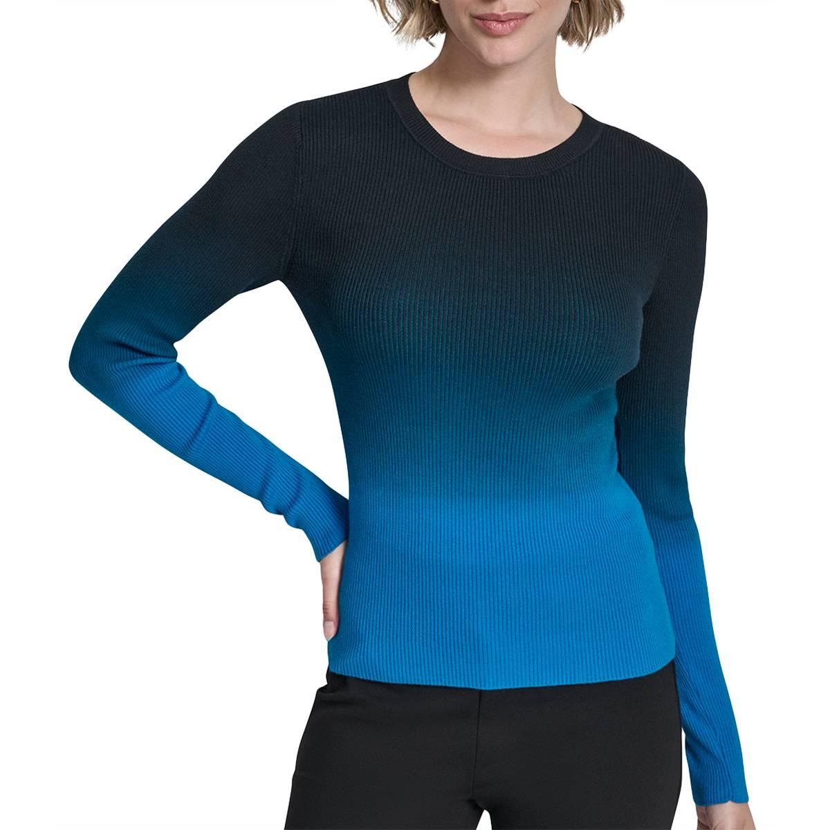 Click here for Womens DKNY Long Sleeve Crew Neck Dip Dye Ombre Sw... prices