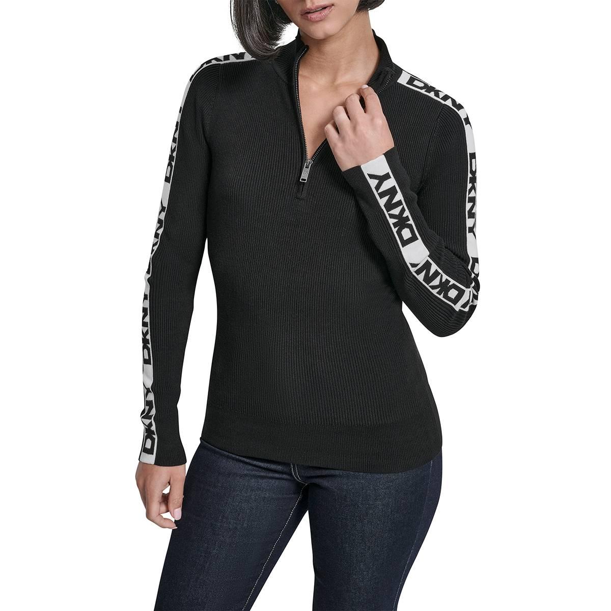 Click here for Womens DKNY Long Sleeve Logo 1/4 Zipper Sweater prices