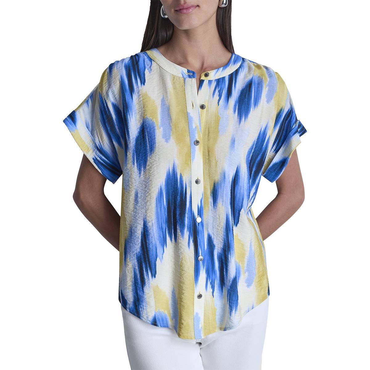 Click here for Womens DKNY Sport Short Sleeve Abstract Button Fro... prices