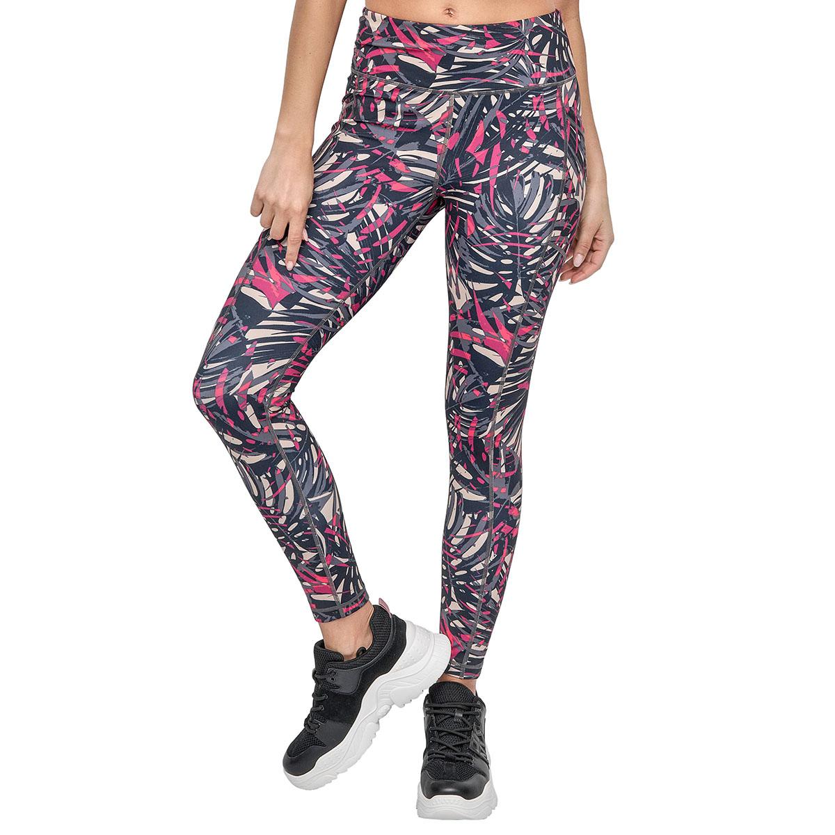 Dkny Sport Womens Printed High-Waist 7/8 Tights - Tropics Wild Berry