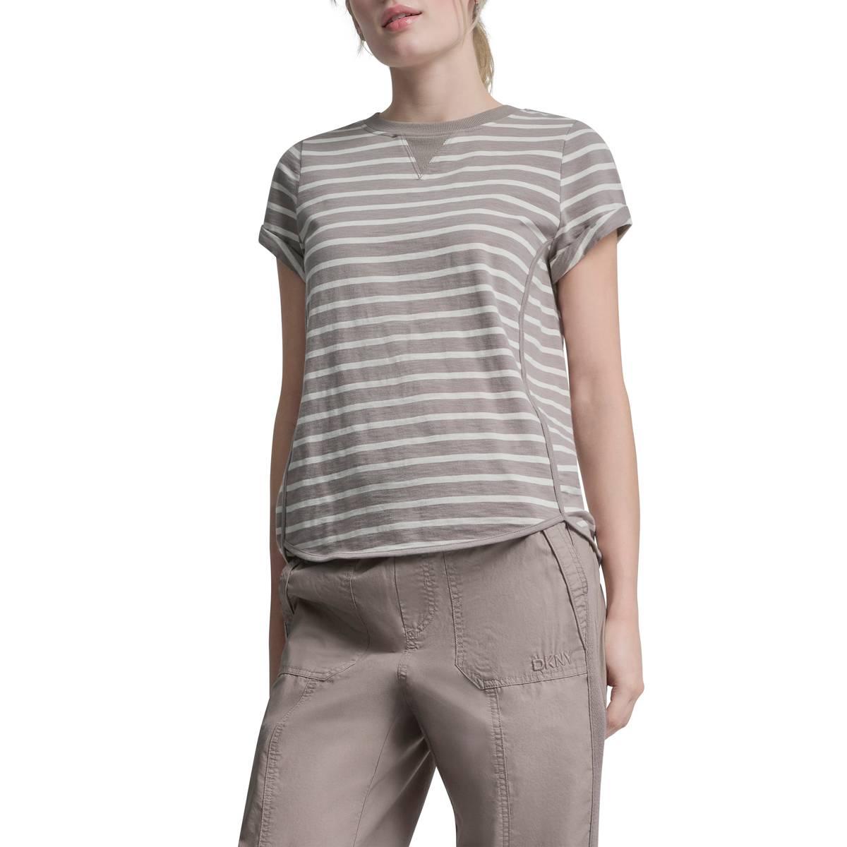 Click here for Womens DKNY Sport Short Roll Sleeve Stripe Slub Te... prices