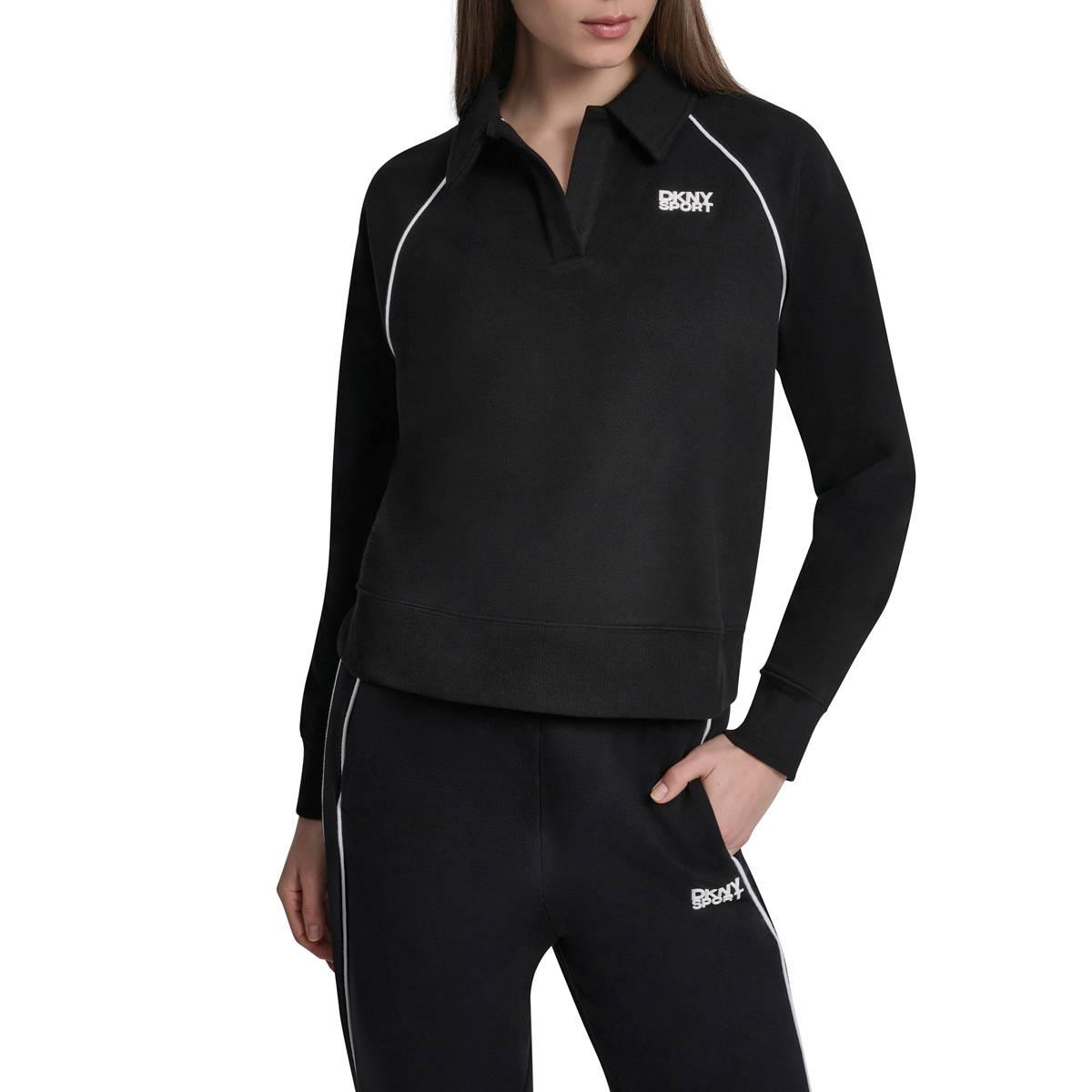 Womens DKNY Sport Logo Polo Sweatshirt