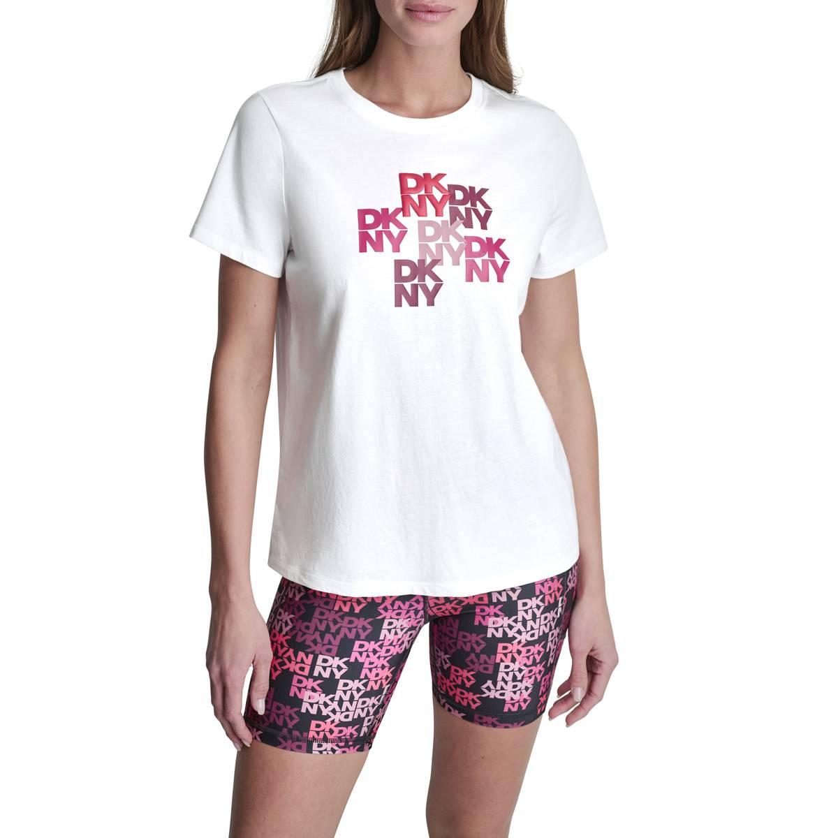 Click here for Womens DKNY Sport Camo Mixed Media Logo Crew Neck... prices