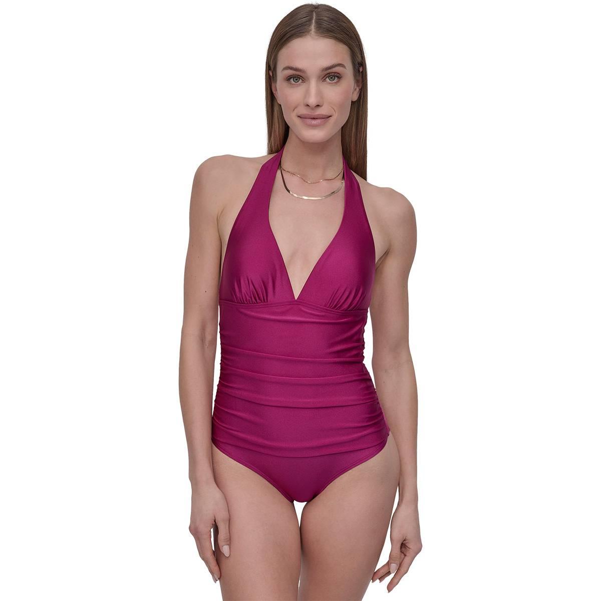 Click here for Womens DKNY Solid Halter One Piece Swimsuit prices