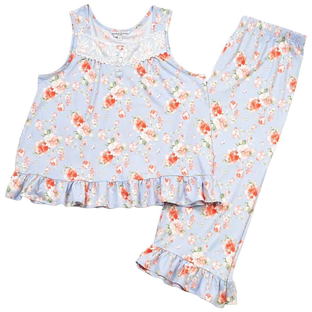 Click here for Womens Elizabeth & Nicole Sleeveless Floral Ruffle... prices