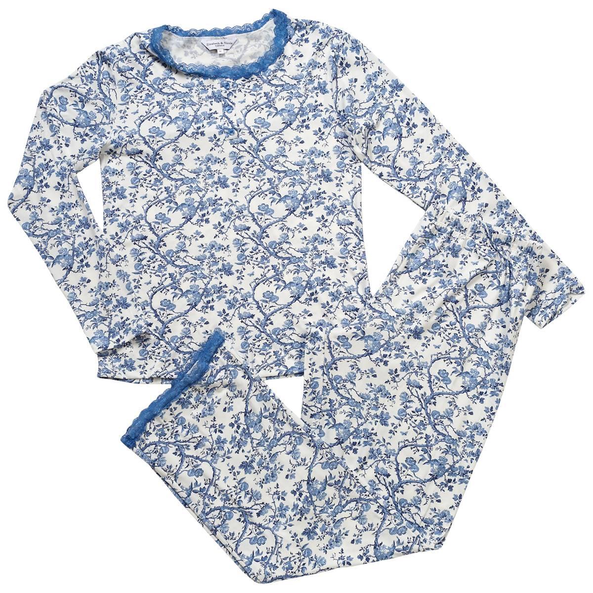 Womens Elizabeth & Nicole Long Sleeve Floral Lace Pajama Set
