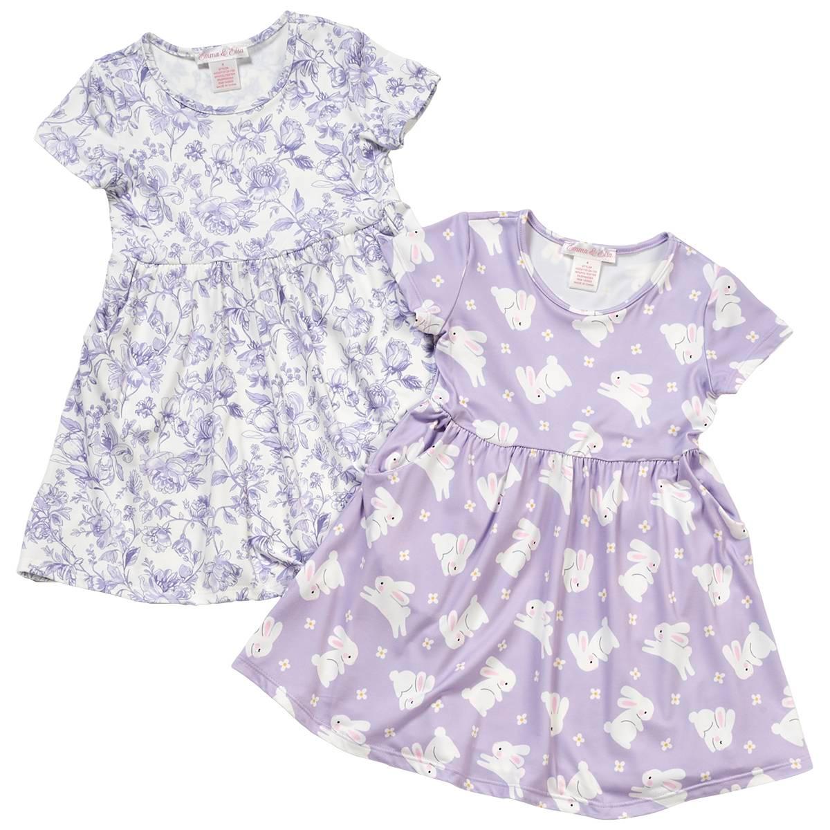 Click here for Girls (4-6x) Emma & Elsa 2pk. Bunny/Floral Dresses prices