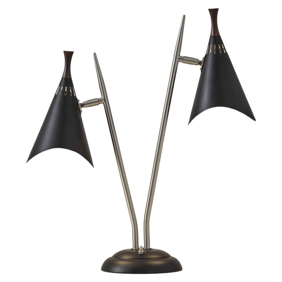 Click here for HomeRoots 22in. Black Cone Two Light Desk Lamp prices