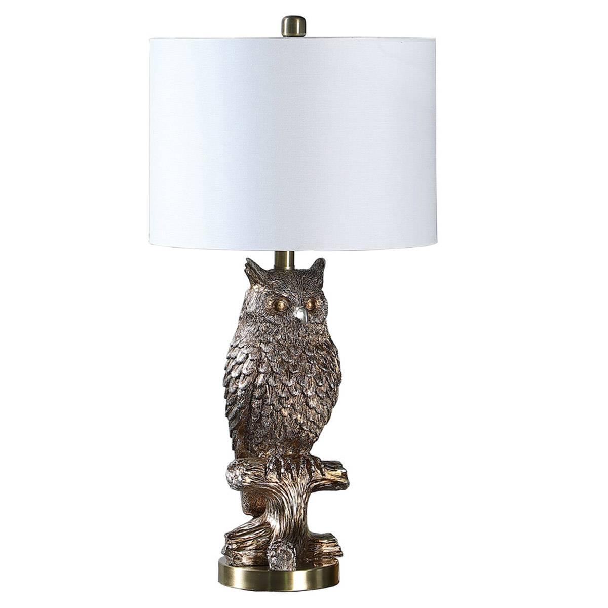 Click here for HomeRoots 28in. Antiqued Silver Resin Owl Table La... prices
