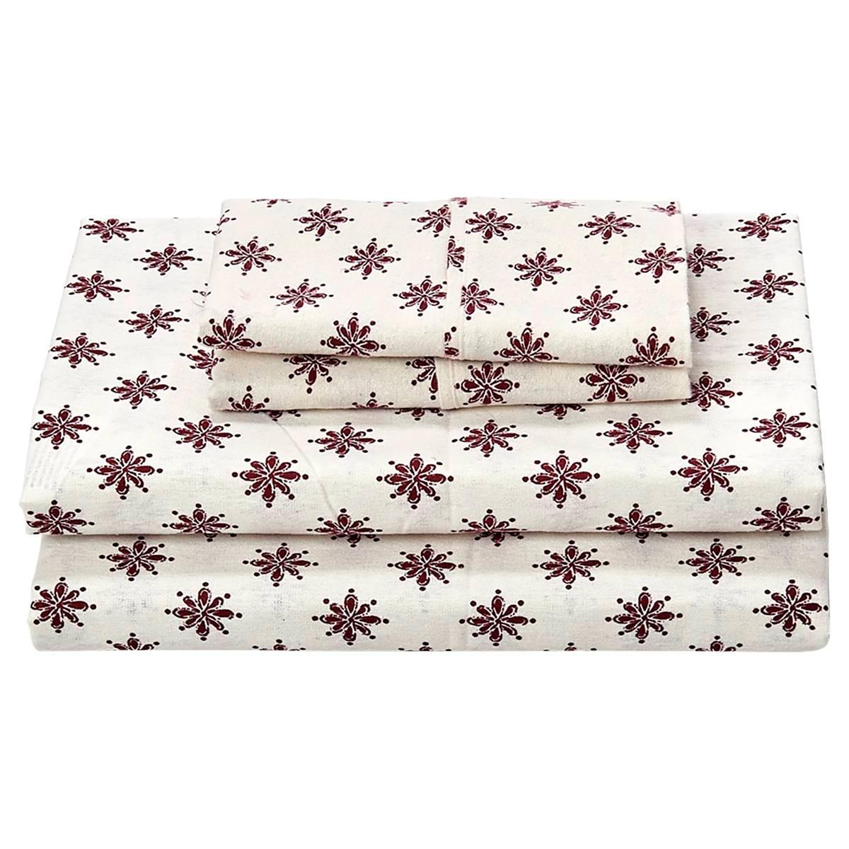 Click here for Cozy Cottage Flannel Sheet Set - Red Snowflake prices