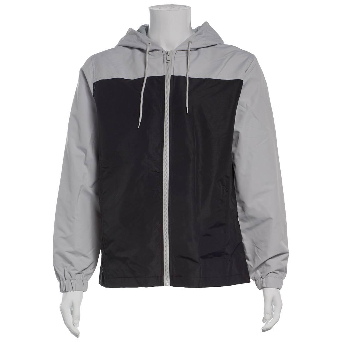 Click here for Mens Axcent Colorblock Windbreaker - Lt. Grey/Blac... prices