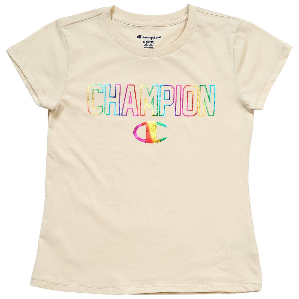 Click here for Girls (7-16) Champion(R) Rainbow Foil Graphic Tee prices