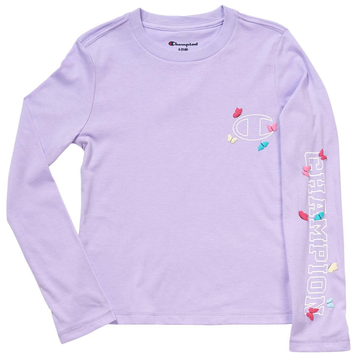 Girls (7-16) Champion(R) Puffy Butterfly Jersey Tee - Lavender