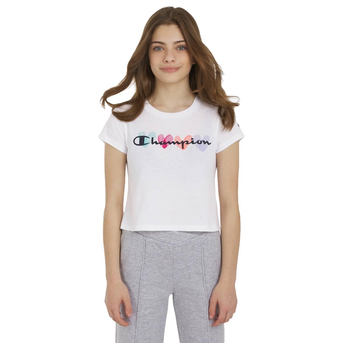 Girls (7-16) Champion(R) Short Sleeve Heart Logo Baby Tee
