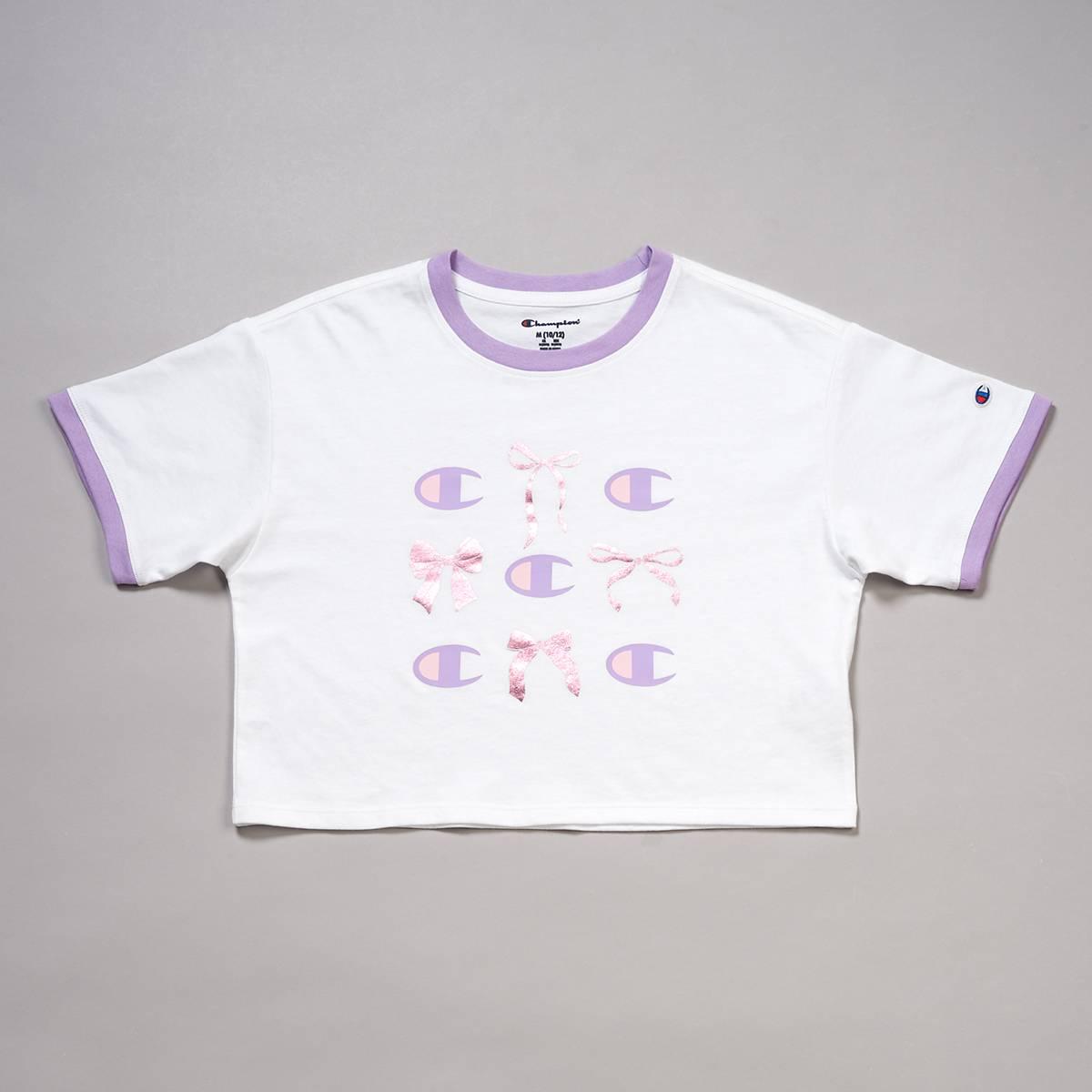 Click here for Girls (7-16) Champion(R) Boxy Foil Bow Ringer Tee prices