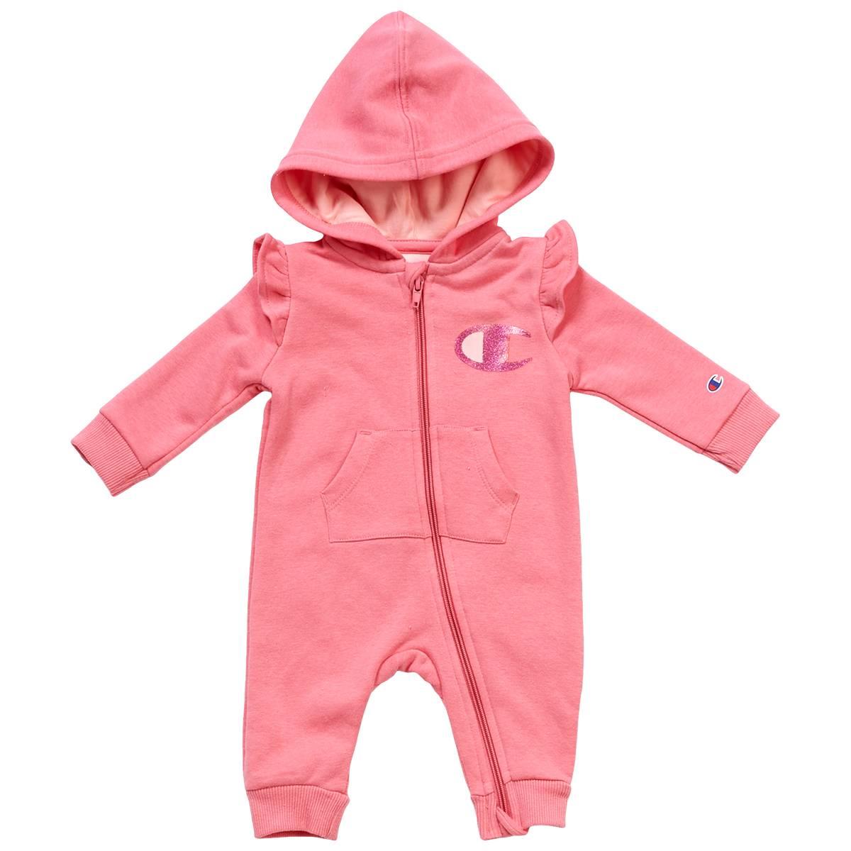 Click here for Baby Girl (3-9M) Champion(R) Hooded Ruffle Shimmer... prices