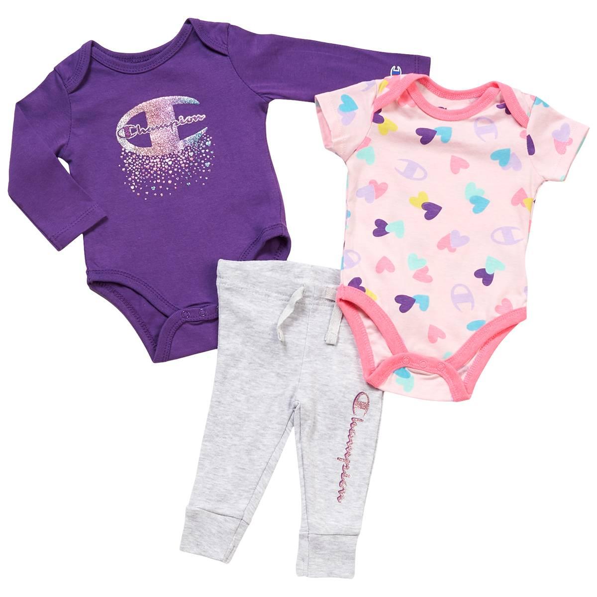 Click here for Baby Girl (3-9M) Champion(R) 3pc. Shimmer Heart Bo... prices