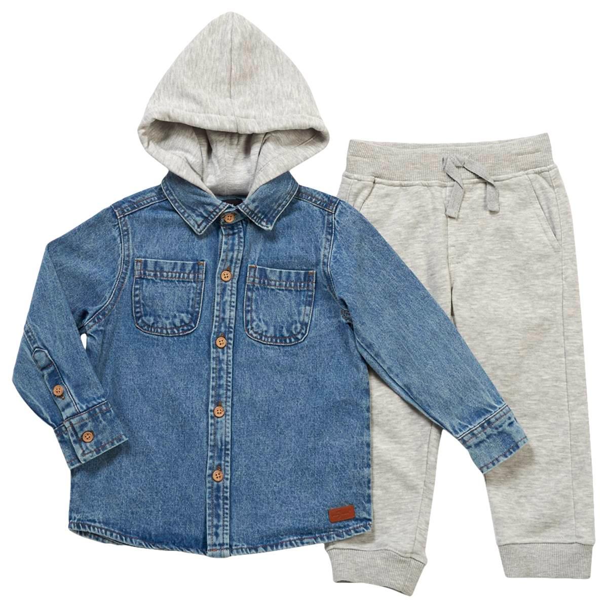 Click here for Toddler Boy 7 For All Mankind(R) Denim Shirt & Jog... prices