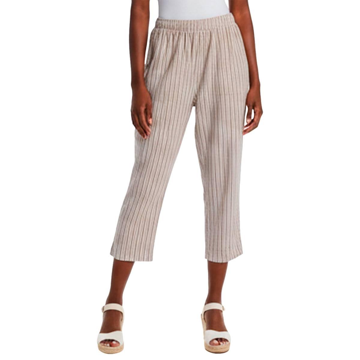 Click here for Petite Emily Daniels Pull On Stripe Side Slit Capr... prices