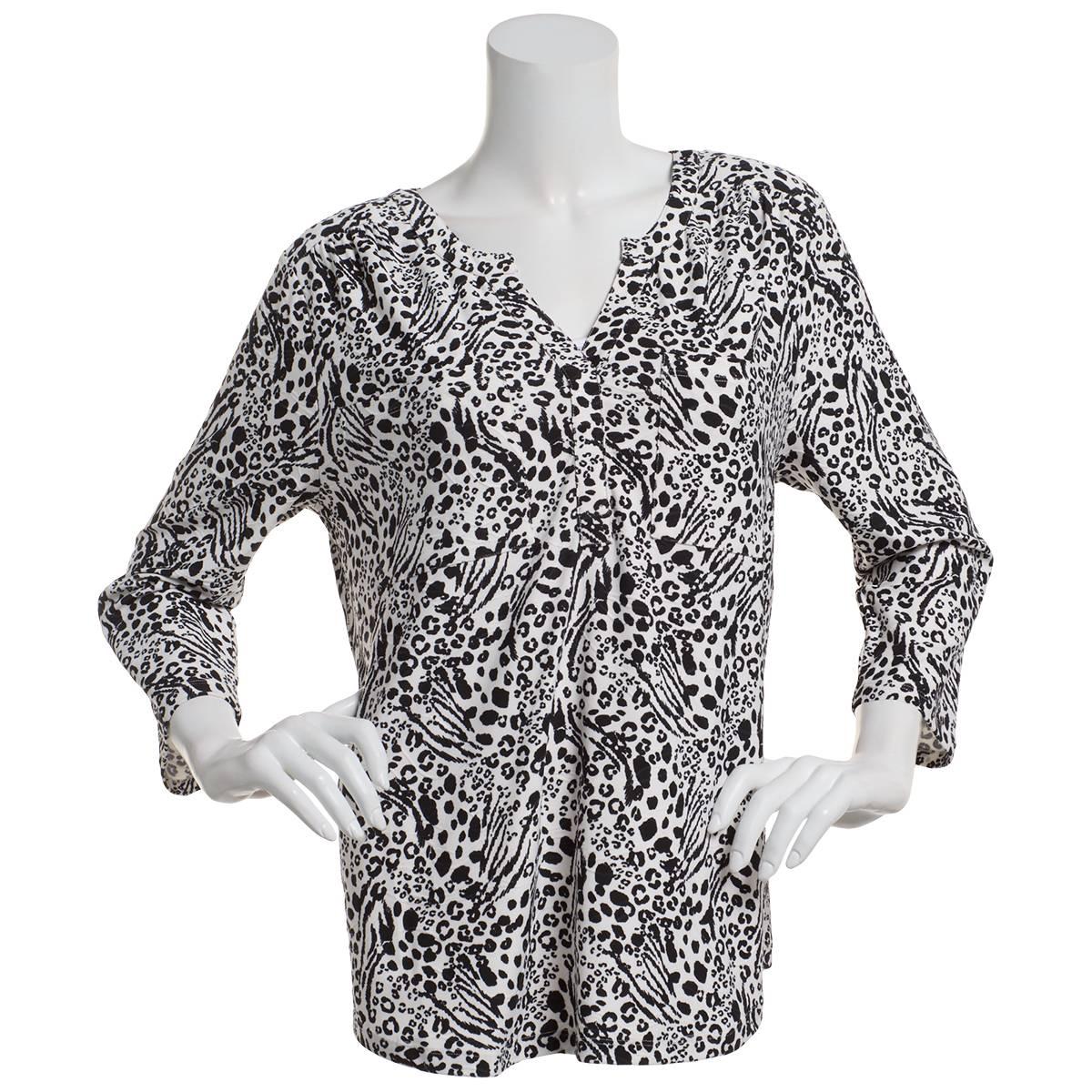 Click here for Womens Emily Daniels 3/4 Sleeve Jacquard Split Nec... prices