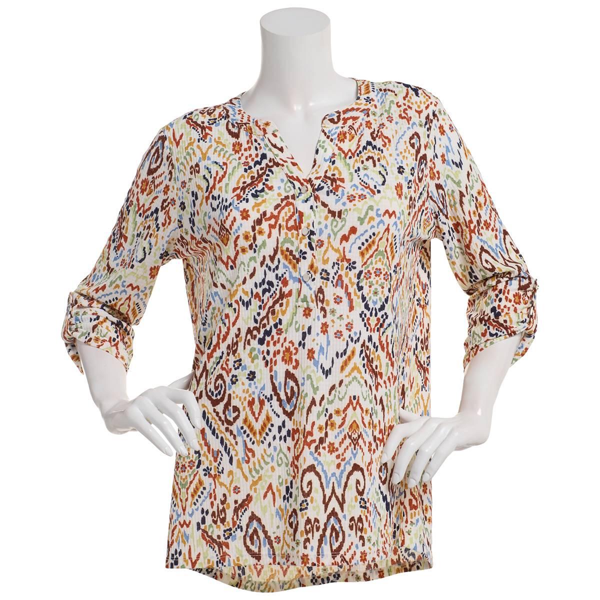 Click here for Petite Emily Daniels 3/4 Sleeve Ikat Waffle Knit B... prices