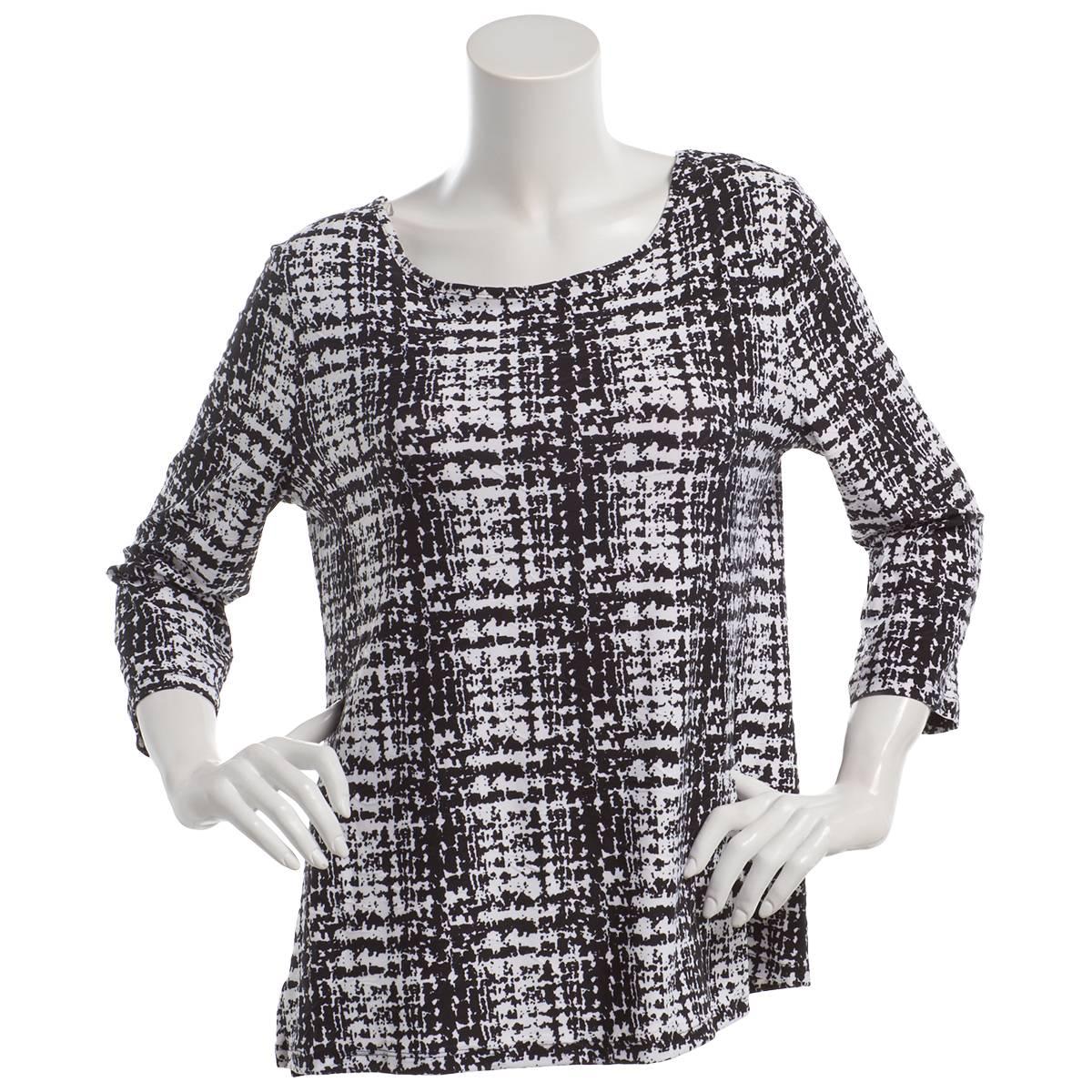 Click here for Plus Size Emily Daniels 3/4 Sleeve Plaid Jacquard... prices