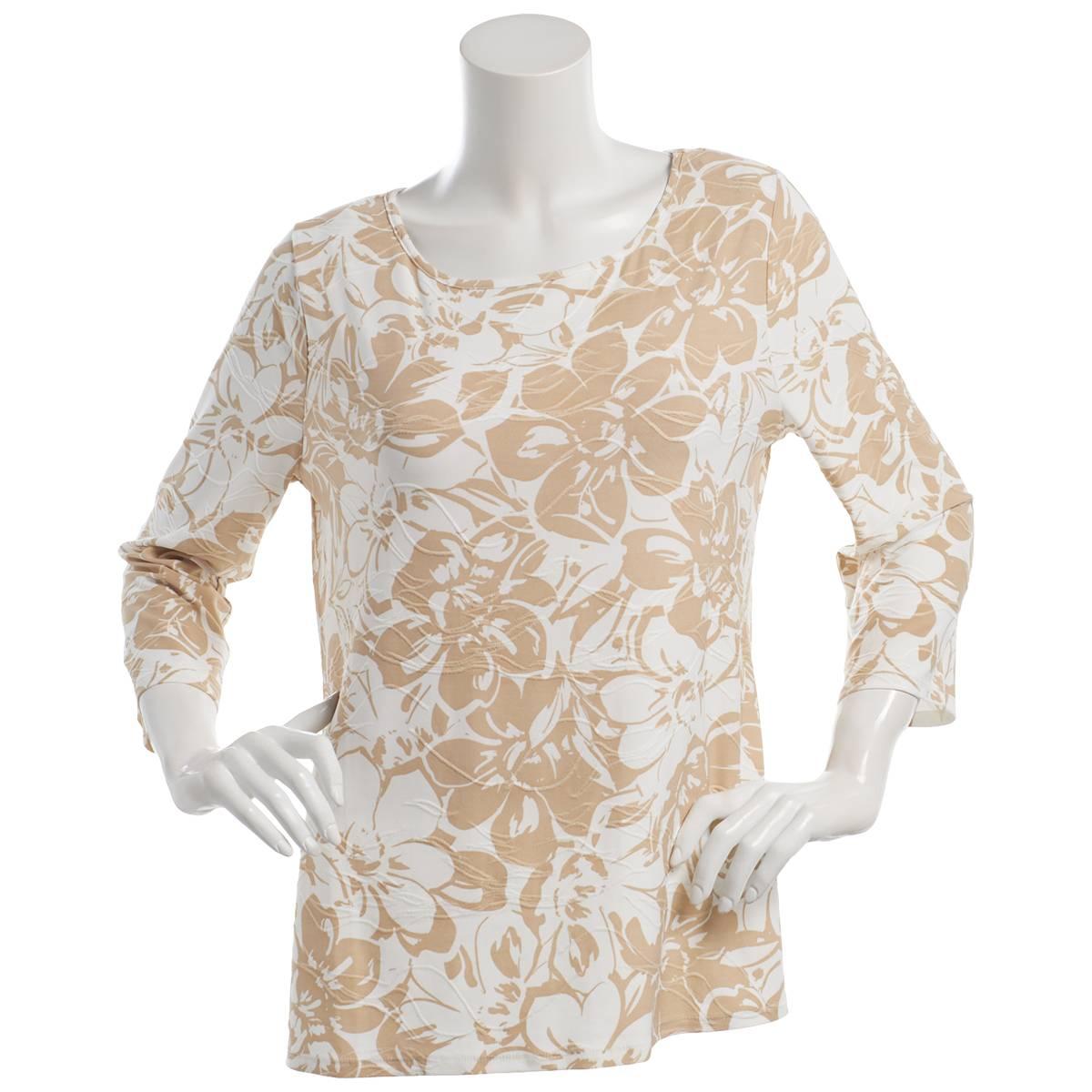 Click here for Womens Emily Daniels 3/4 Sleeve Floral Jacquard Tu... prices