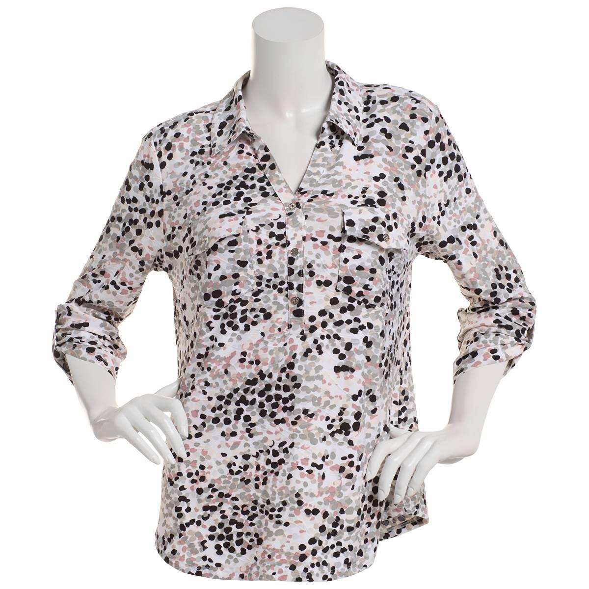 Click here for Petite Emily Daniels 3/4 Sleeve Dot Jacquard Blous... prices