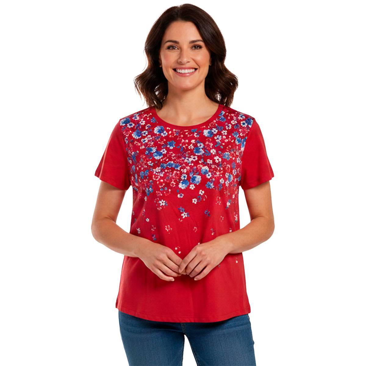 Click here for Womens Emily Daniels Short Sleeve Floral Crew Neck... prices