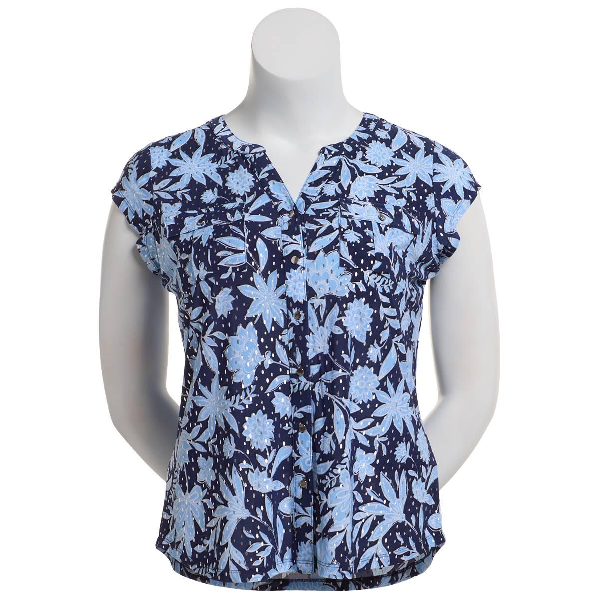 Click here for Womens Emily Daniels Cap Sleeve Foil Dot Button Fr... prices