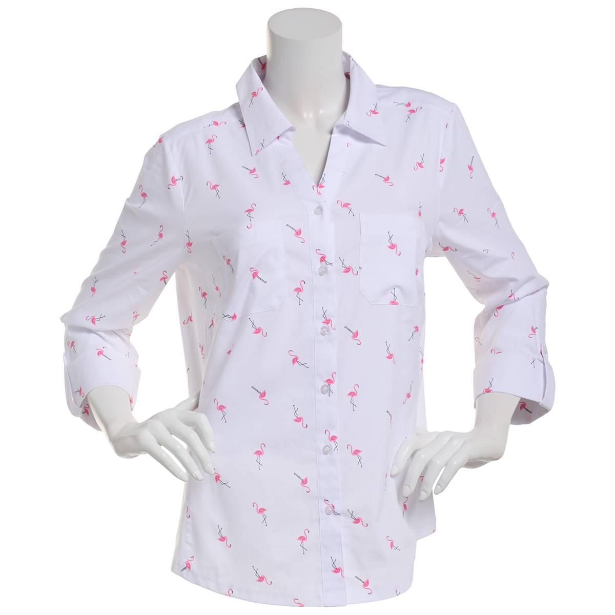 Click here for Womens Emily Daniels 3/4 Sleeve Flamingo Casual Bu... prices