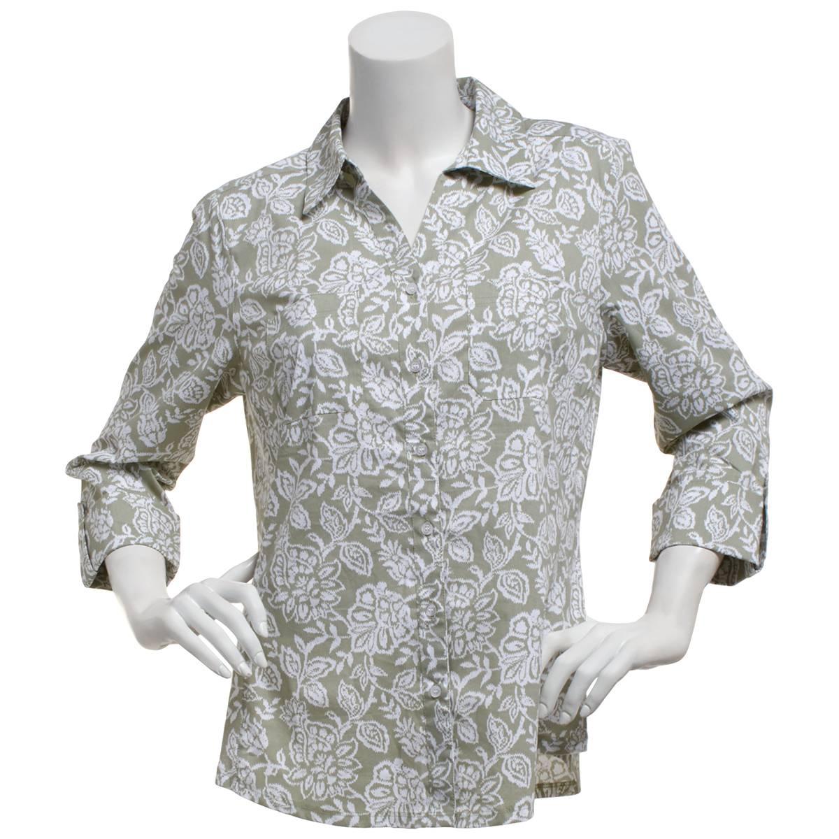 Click here for Petite Emily Daniels 3/4 Sleeve Floral Casual Butt... prices