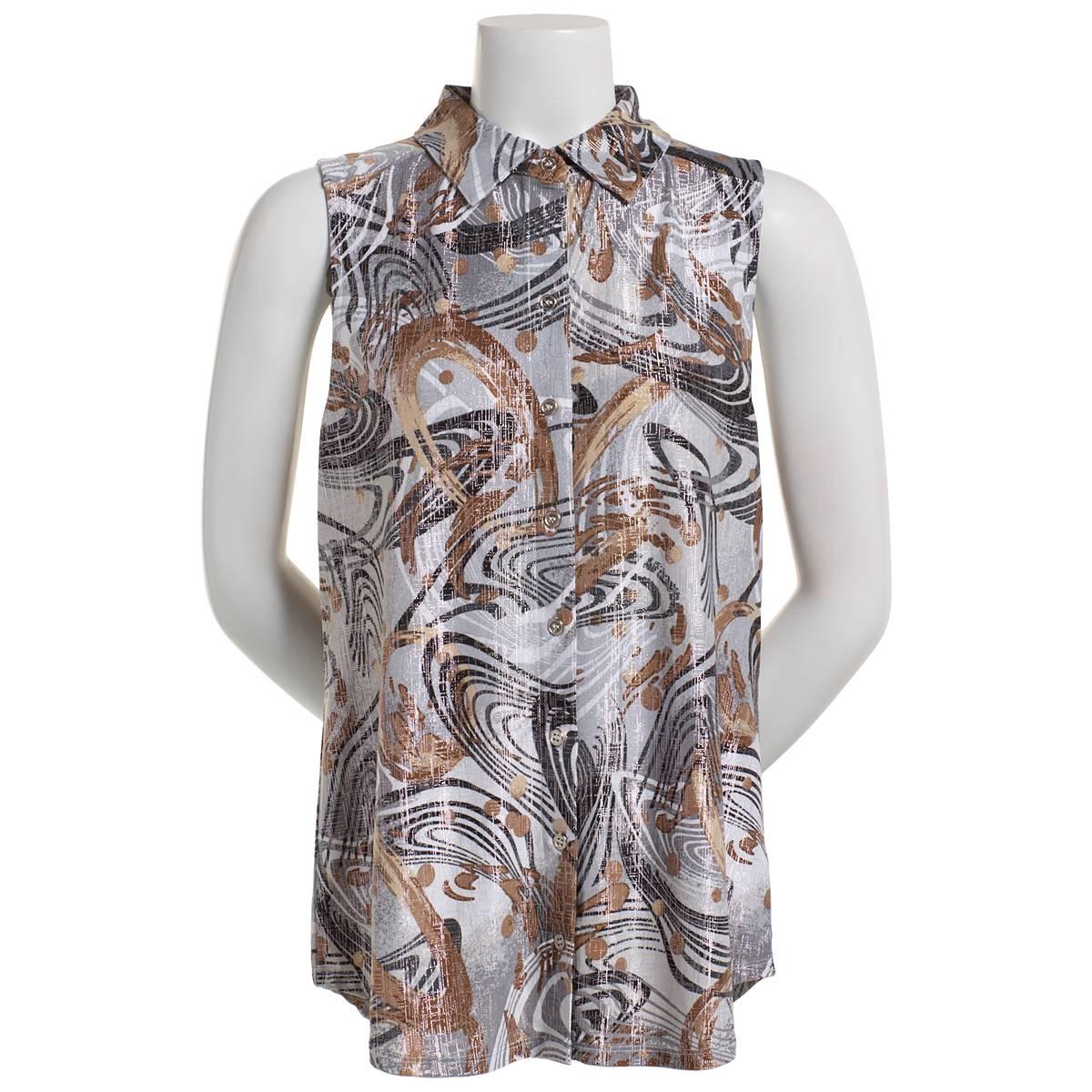 Click here for Womens Emily Daniels Metallic Swirl Button Down Bl... prices
