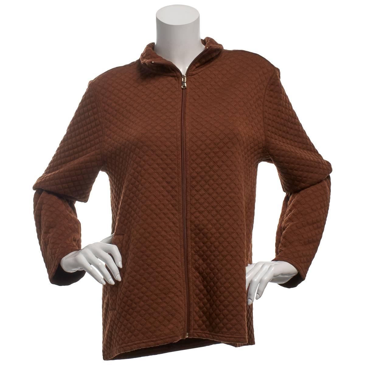 Click here for Petite Emily Daniels Solid Diamond Quilt Zip Front... prices