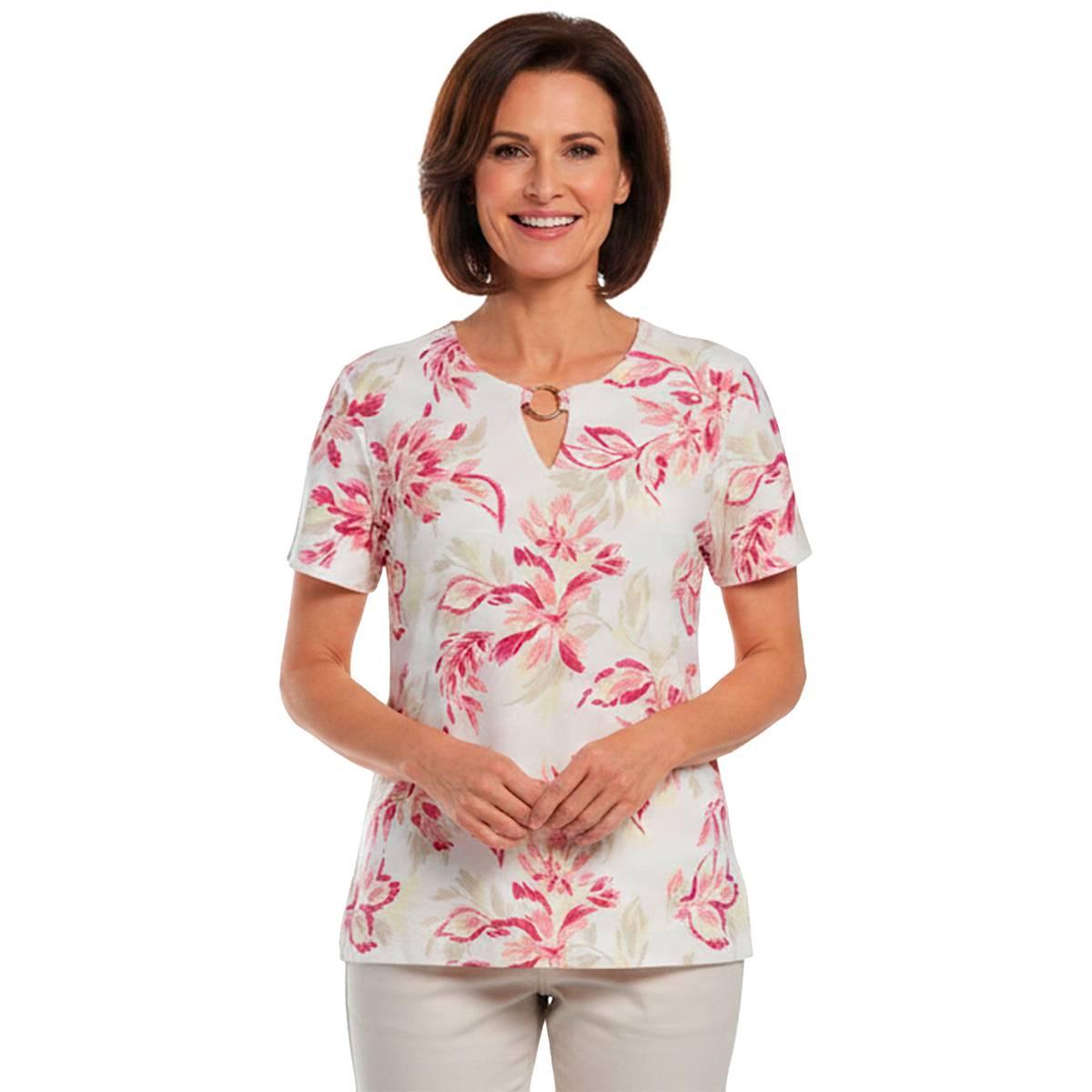 Click here for Womens Emily Daniels Short Sleeve Floral Keyhole N... prices