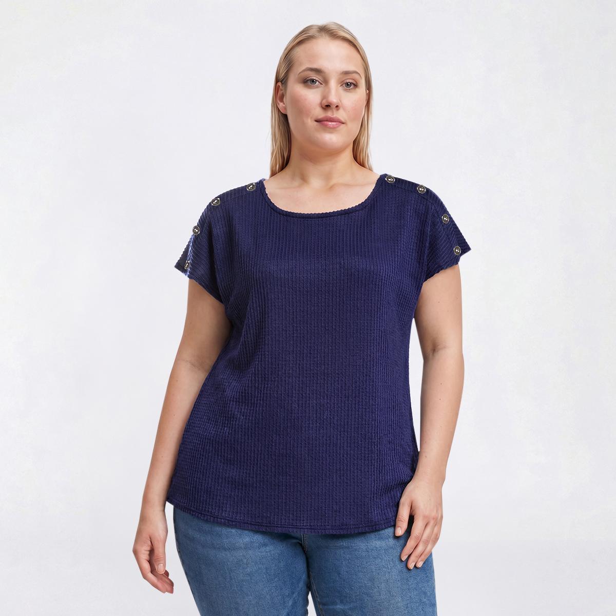 Click here for Plus Size Emily Daniels Cap Sleeve Shoulder Button... prices