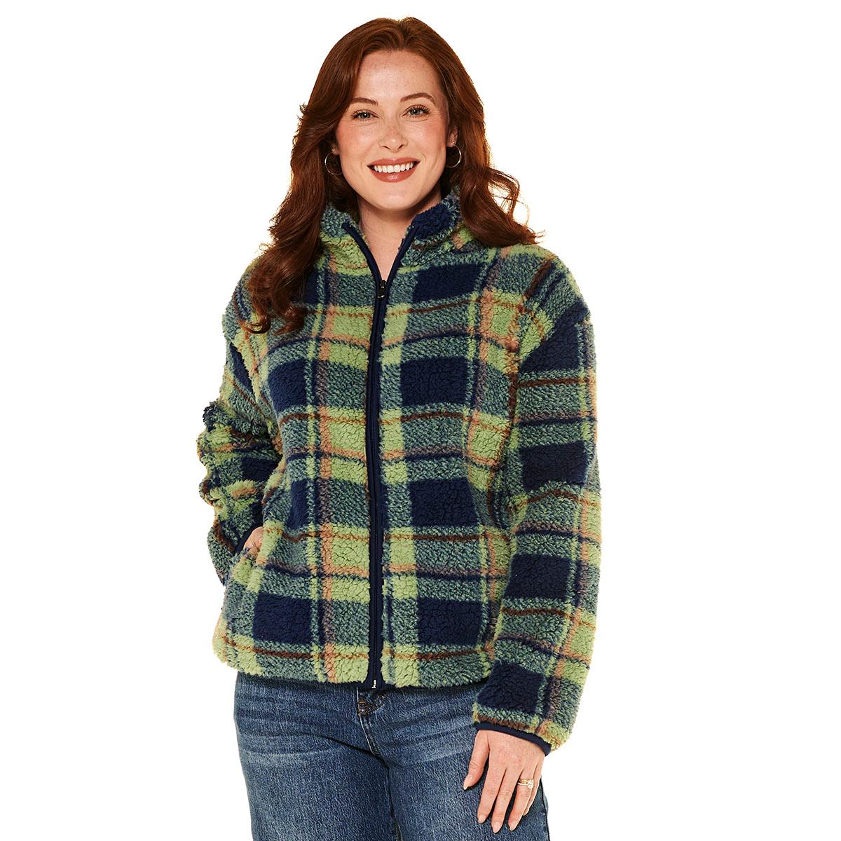 Click here for Womens Remi James Plaid Zip Front Mock Neck Jacket prices